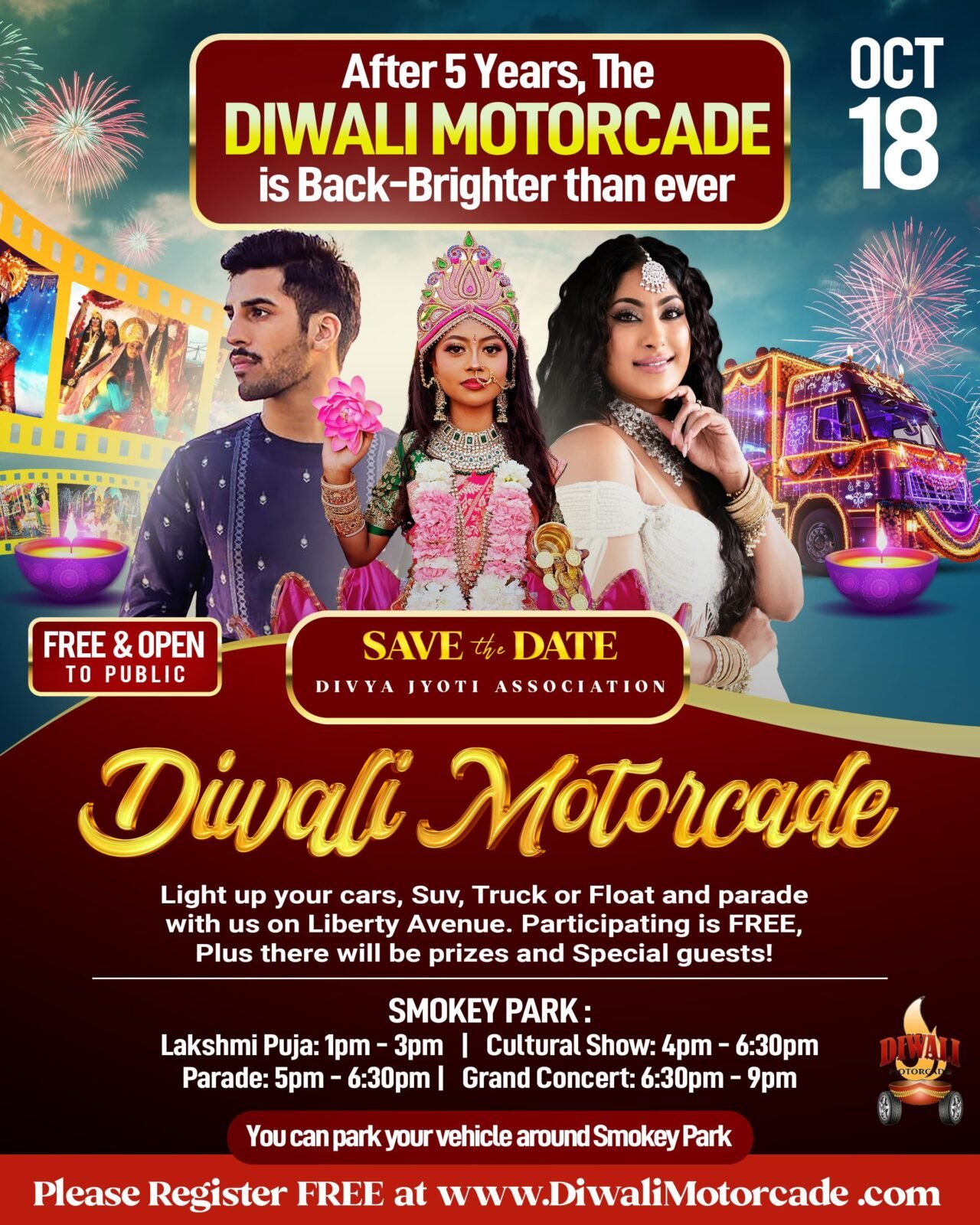 Diwali Motorcade 2025 – Liberty Avenue Festival of Lights Parade, Queens NY
