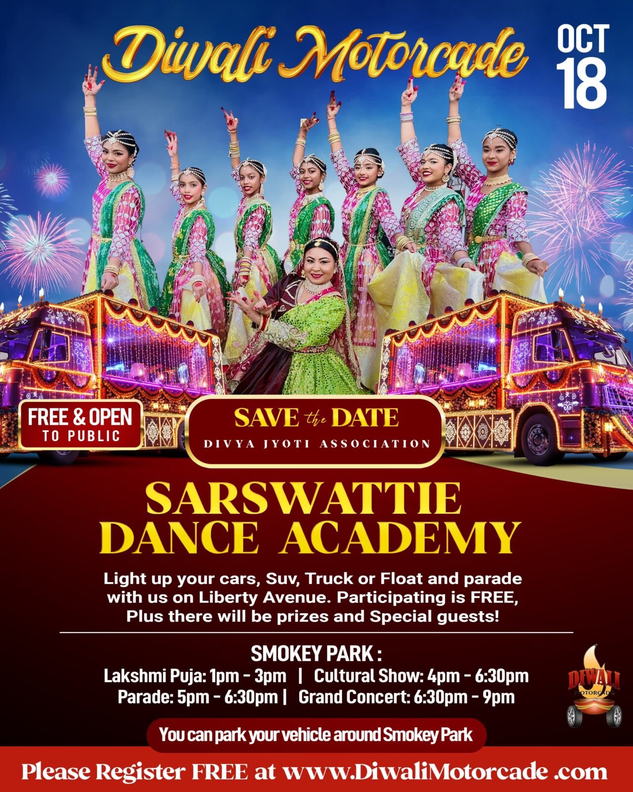 Diwali Motorcade 2025 – Liberty Avenue Festival of Lights Parade, Queens NY