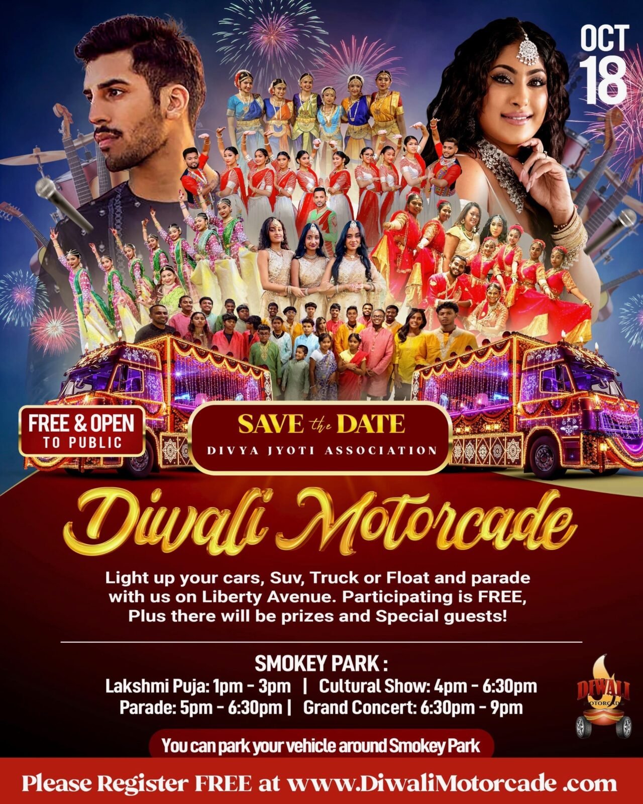 Diwali Motorcade 2025 – Liberty Avenue Festival of Lights Parade, Queens NY